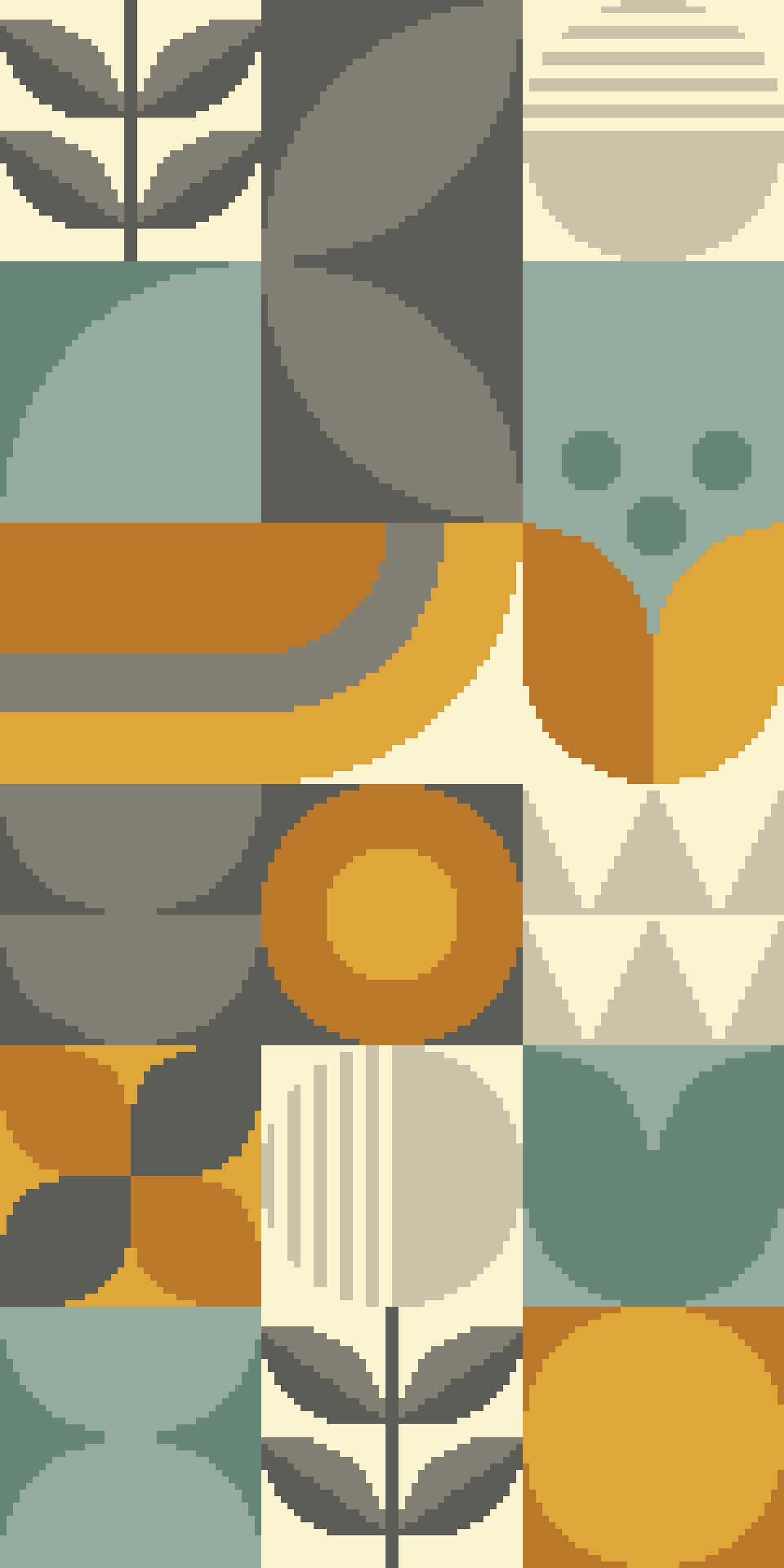 Retro Geometric Shapes Brown Scandinavian Contemporary Cross - Etsy