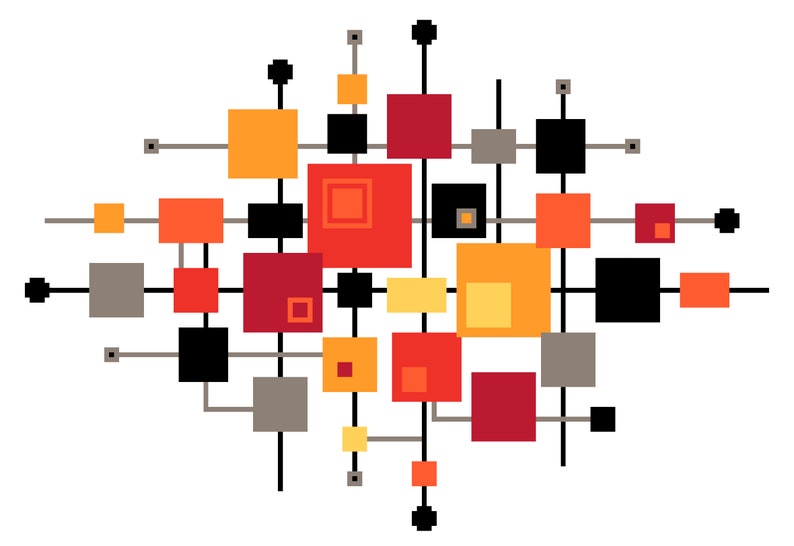 Cross Stitch Pattern Mid-century Modern Squares Retro | Etsy