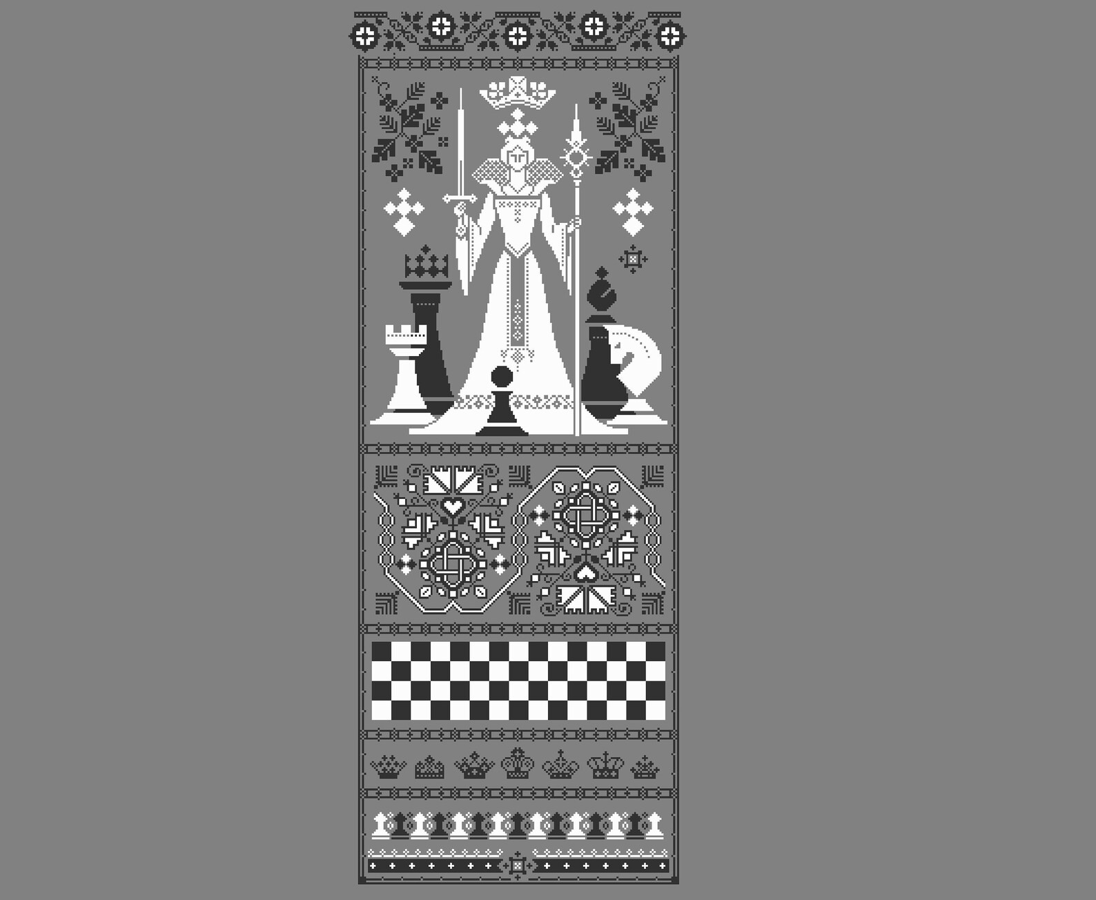 White Queen Chess Cross Stitch Pattern: Queen's Gambit Sampler (PDF ...