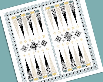 Backgammon Game Board Needlepoint or Cross Stitch Pattern Design Chart - Etsy