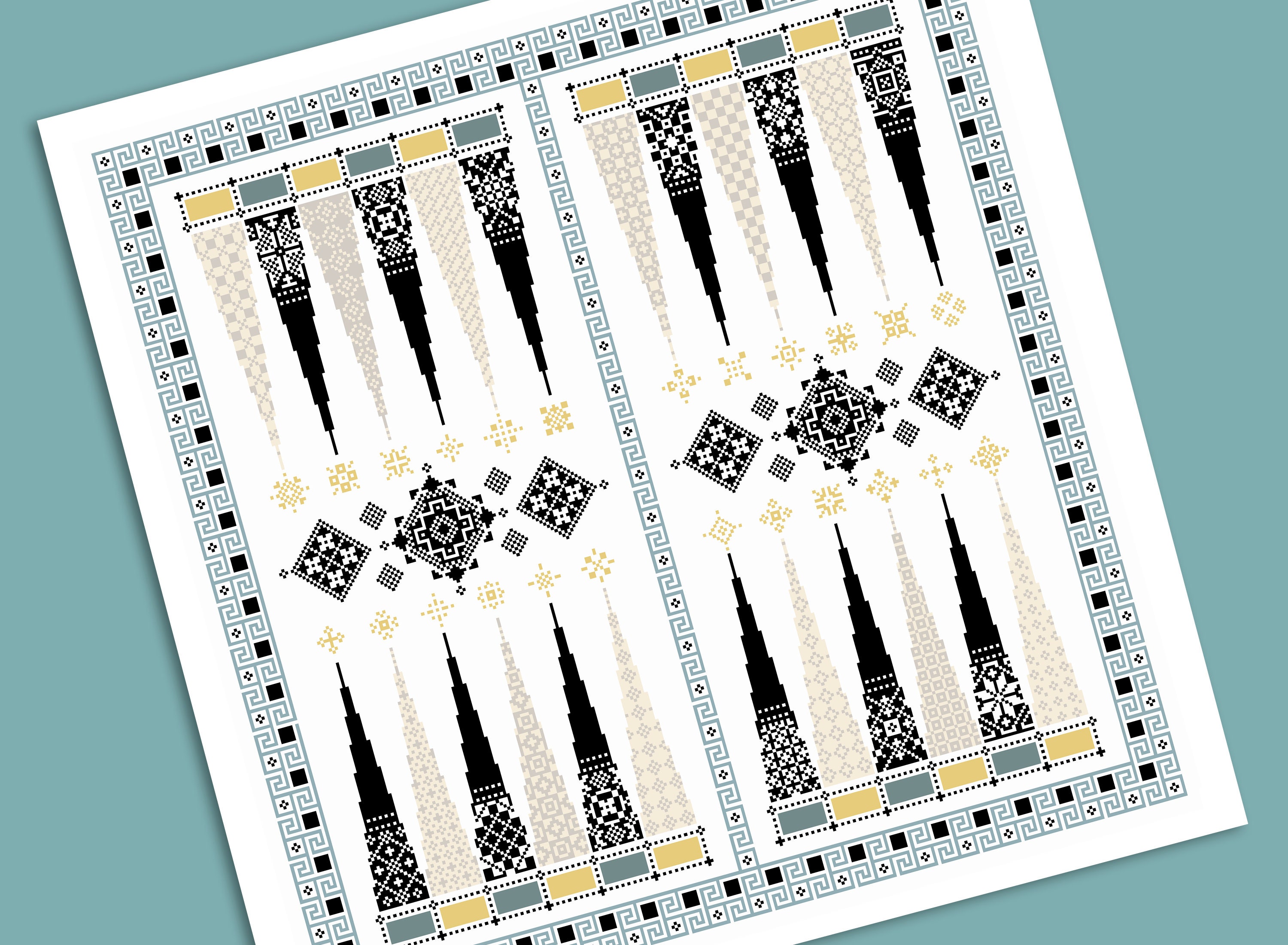 Fun Cross Stitch Chart Backgammon Tavli Tavla Table Game Board | Etsy UK