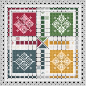 Ludo Game Board Cross Stitch Pattern: Geometric Quaker Sampler (PDF ...
