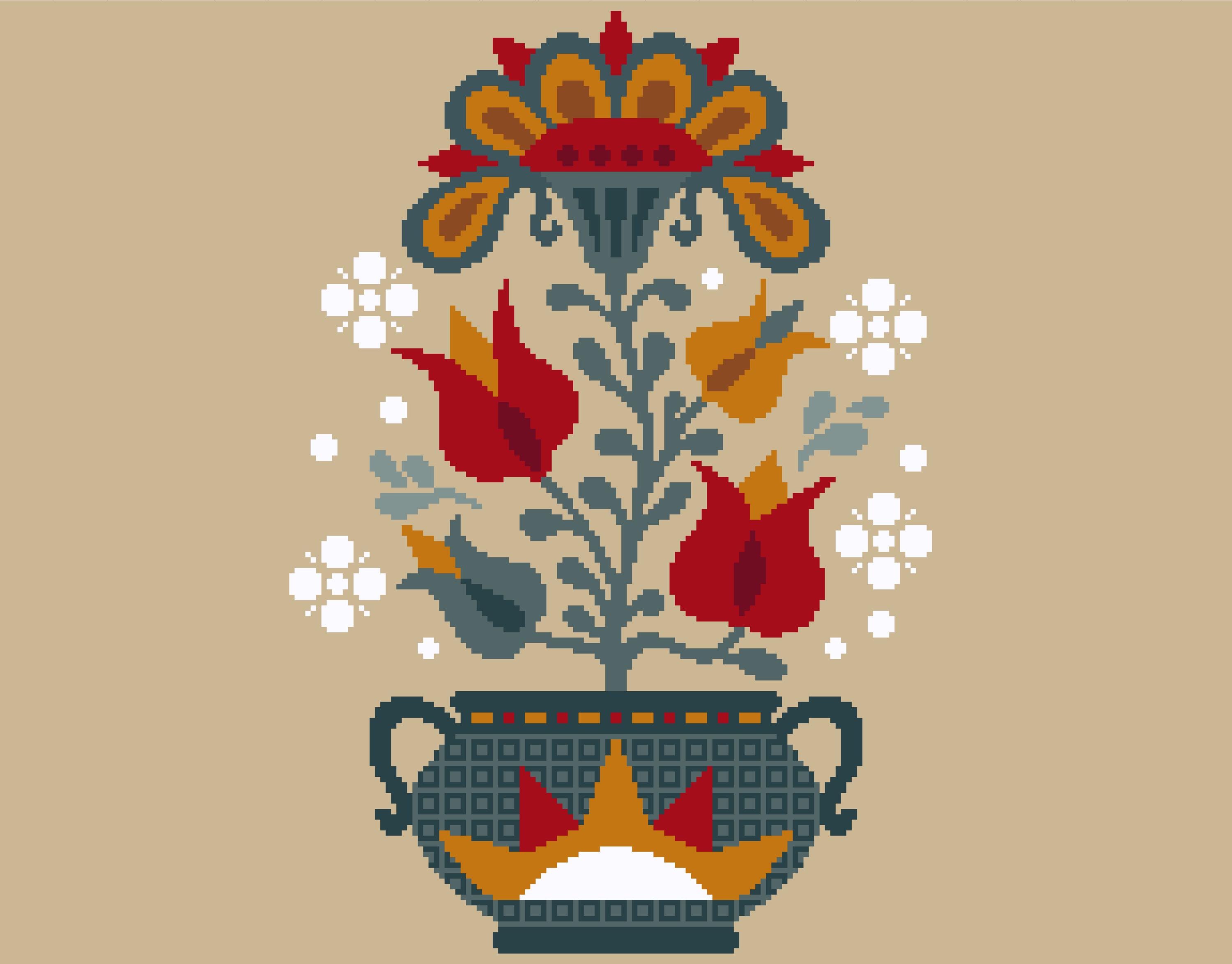 Flowers of Ephrata Cross Stitch Pattern: Fraktur Folk Art (PD Counted ...
