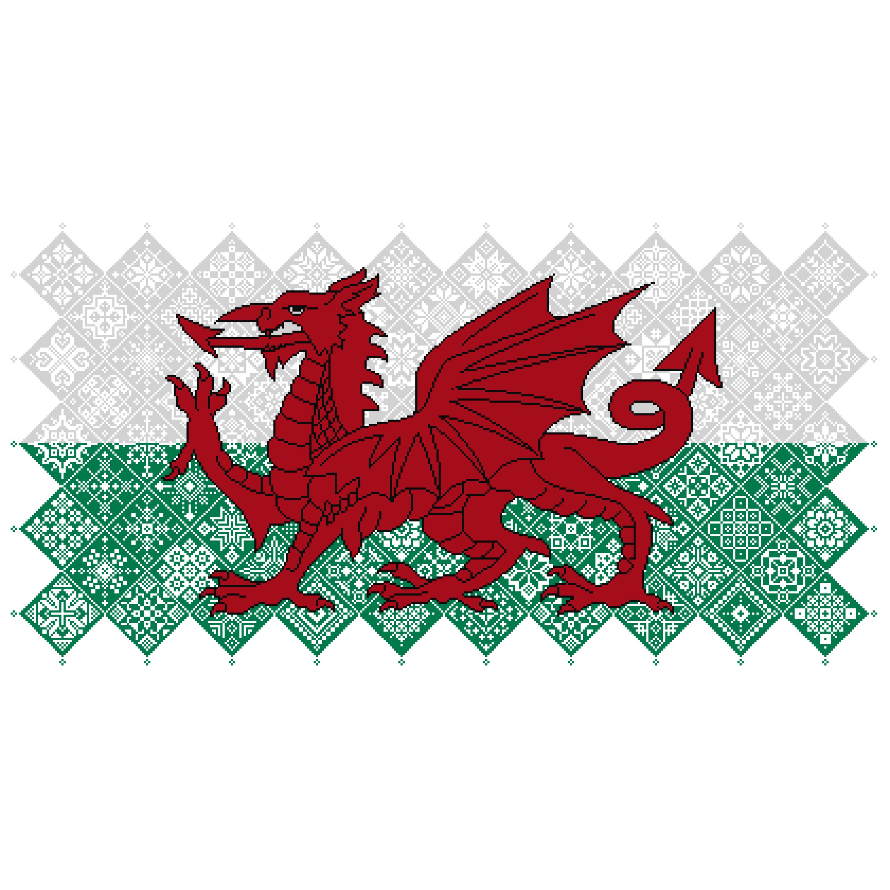 Welsh Dragon Flag Cross Stitch Quaker Sampler Pattern (PDF Counted ...