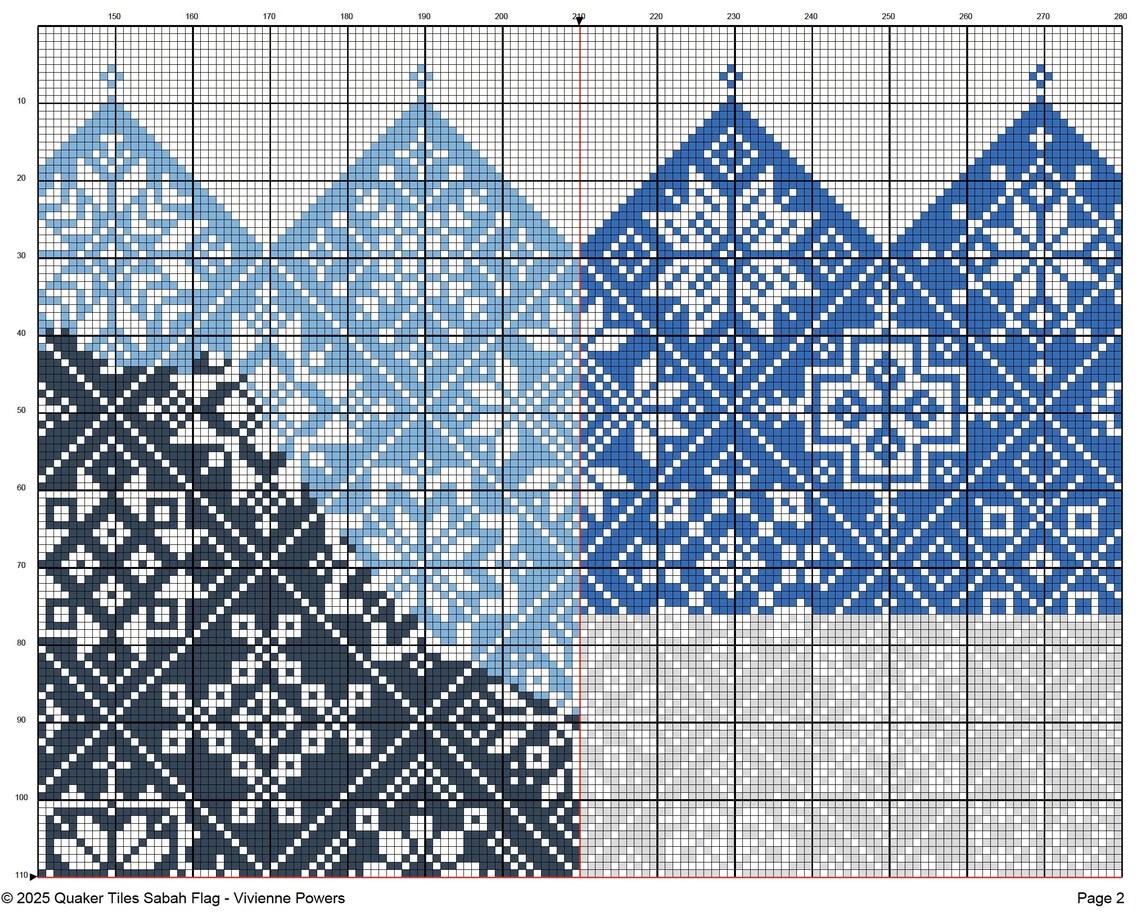Sabah Malaysia Flag Cross Stitch Pattern: Quaker Sampler (PDF Chart ...