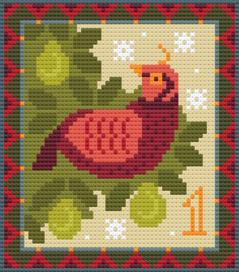 Cross Stitch 12 Days of Christmas Carol A Partridge in a Pear | Etsy