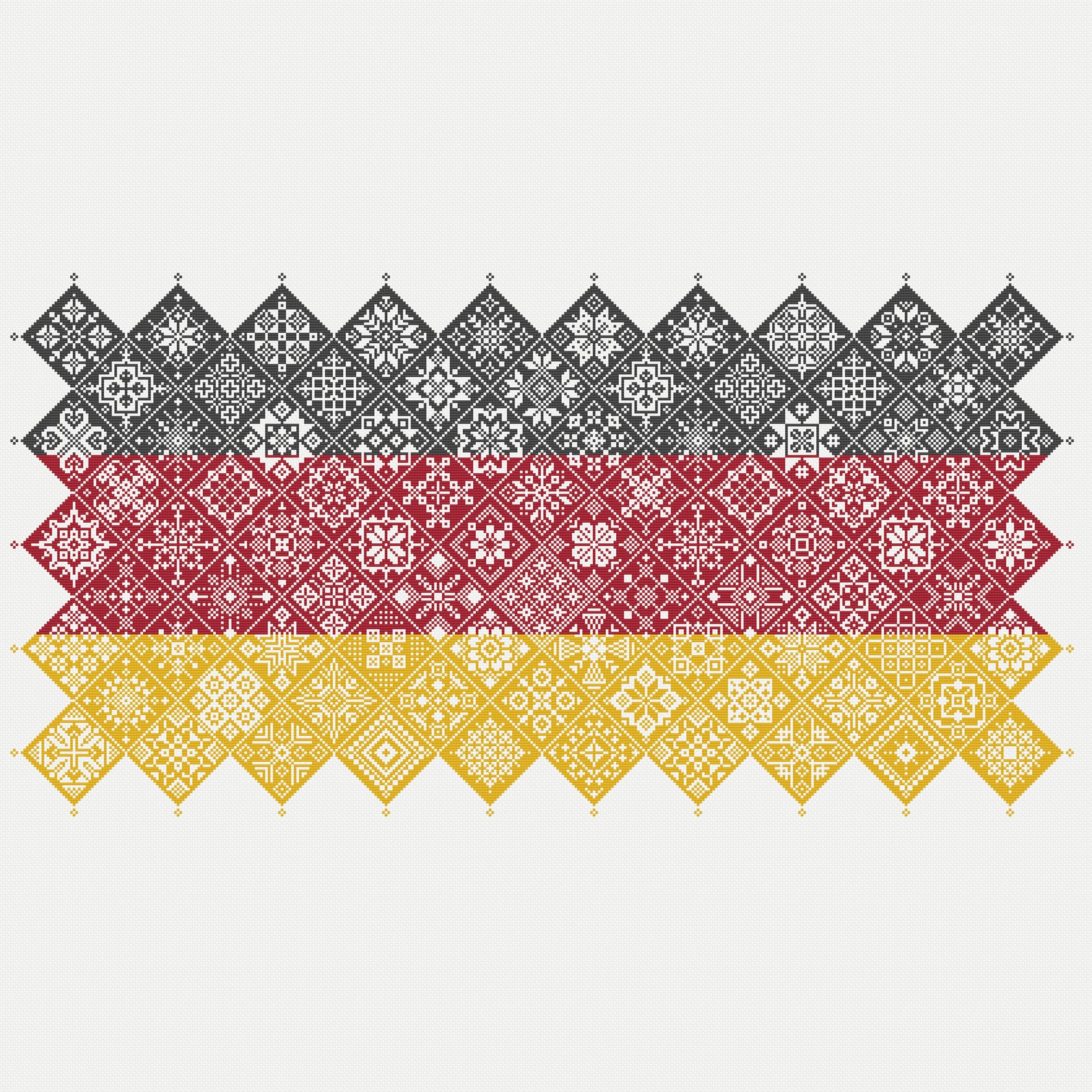 Germany Flag Cross Stitch Pattern: Quaker Sampler Design (PDF Counted ...