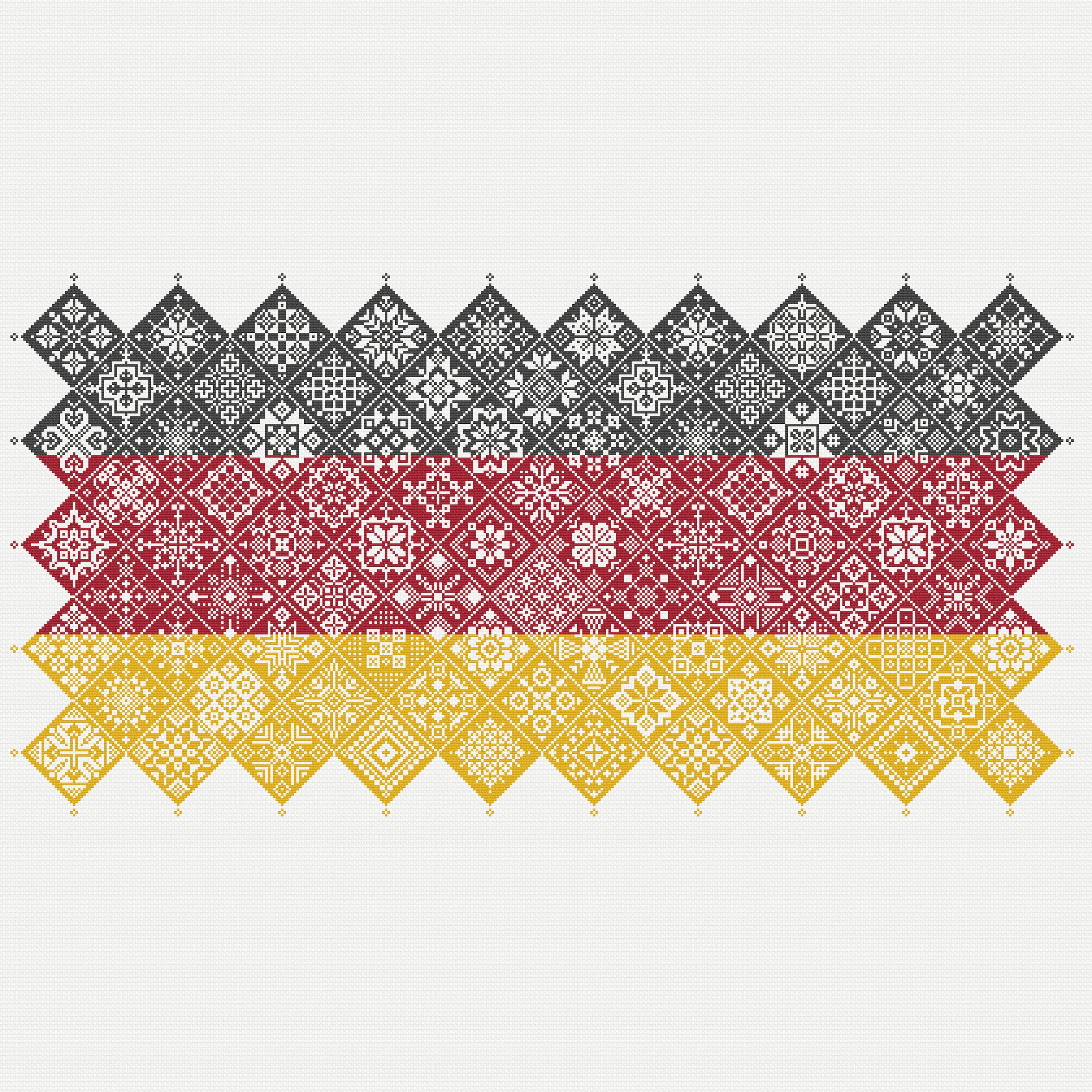 Germany Flag Cross Stitch Pattern: Quaker Sampler Design (PDF Counted ...