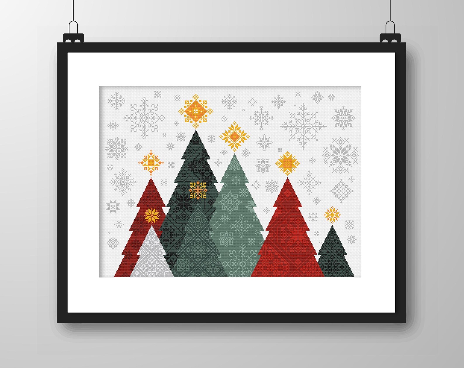 Christmas Quaker Motif Trees Cross Stitch Pattern: Festive Sampler (PDF ...
