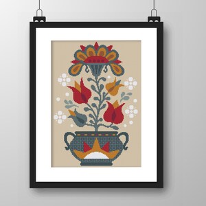 Flowers of Ephrata Cross Stitch Pattern: Fraktur Folk Art (PD Counted ...