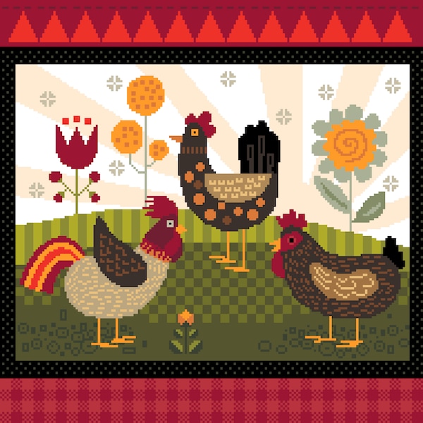 Chicken Cross Stitch - Etsy