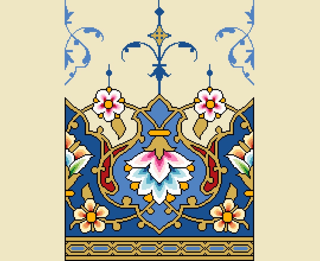 Cross Stitch Styles of the World - Arabic Flower Border - Traditional ...