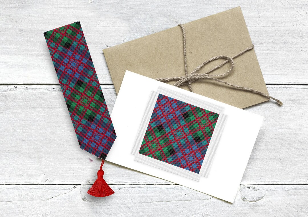 Macdonald Tartan Cross Stitch Pattern: Plaid Bookmark and Coaster (PDF ...