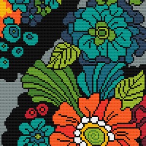 Cross Stitch Groovy Flower Power - Bright Floral Retro Flowers - Mid ...