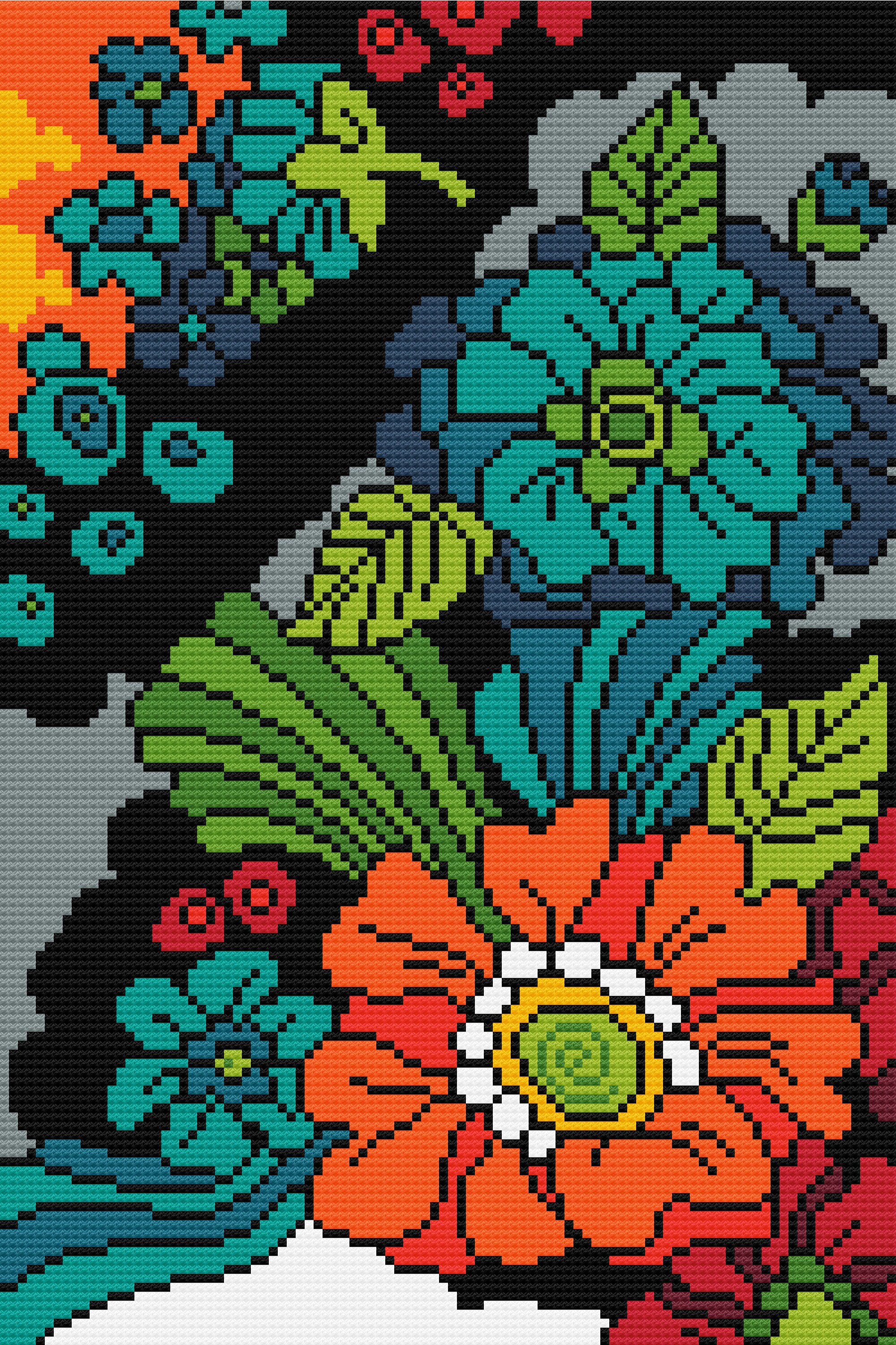 Cross Stitch Groovy Flower Power Bright Floral Retro Flowers - Etsy UK