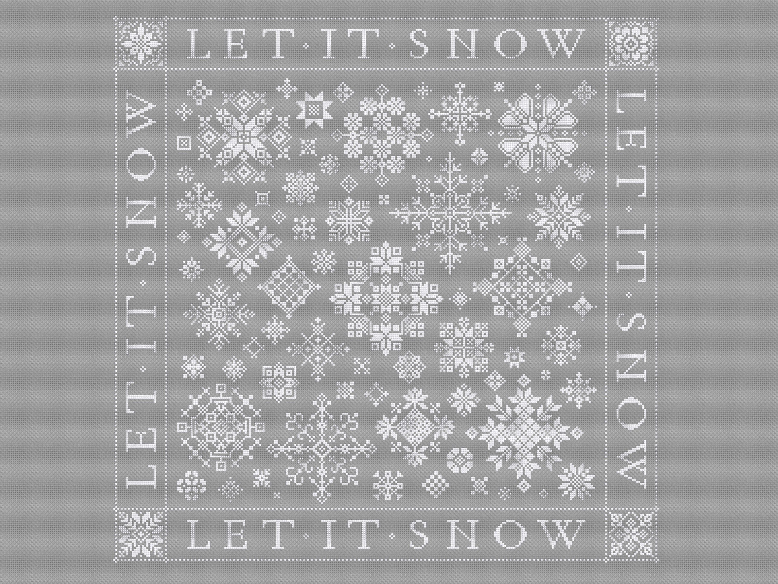 Cross Stitch Christmas Snowflakes Sampler Let It Snow Quaker - Etsy