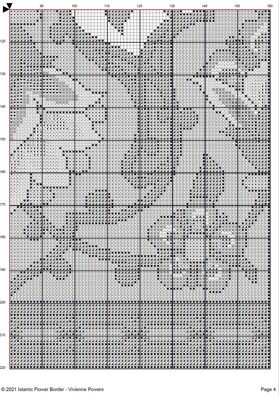 Arabic Floral Cross Stitch Pattern: Islamic Folk Art Border (PDF Chart ...