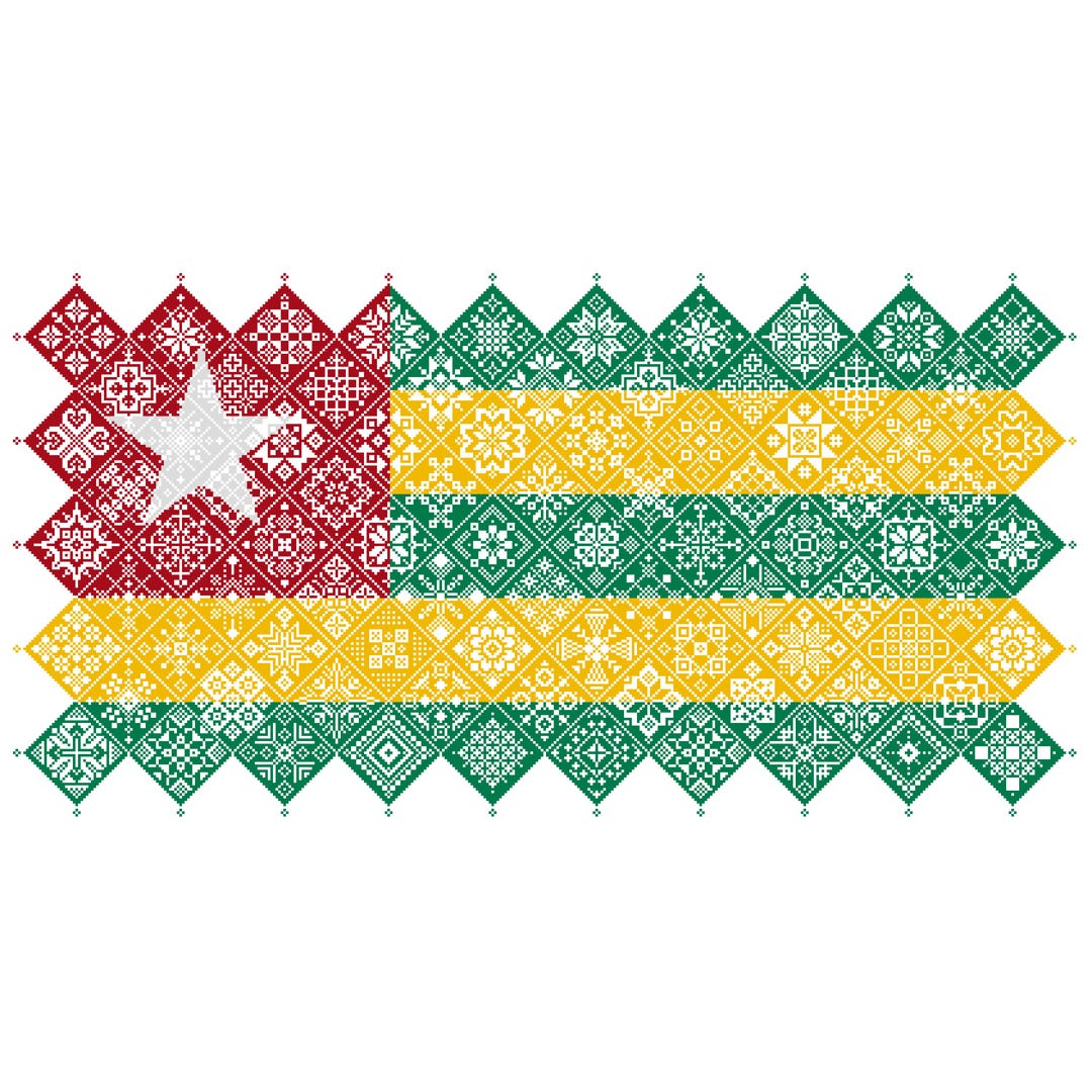 Togo Flag Cross Stitch Pattern: Quaker Sampler, Patriotic Design (PDF ...