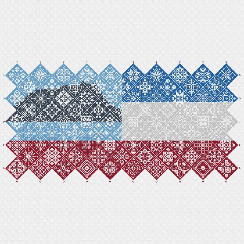 Sabah Malaysia Flag Cross Stitch Pattern: Quaker Sampler (PDF Chart ...