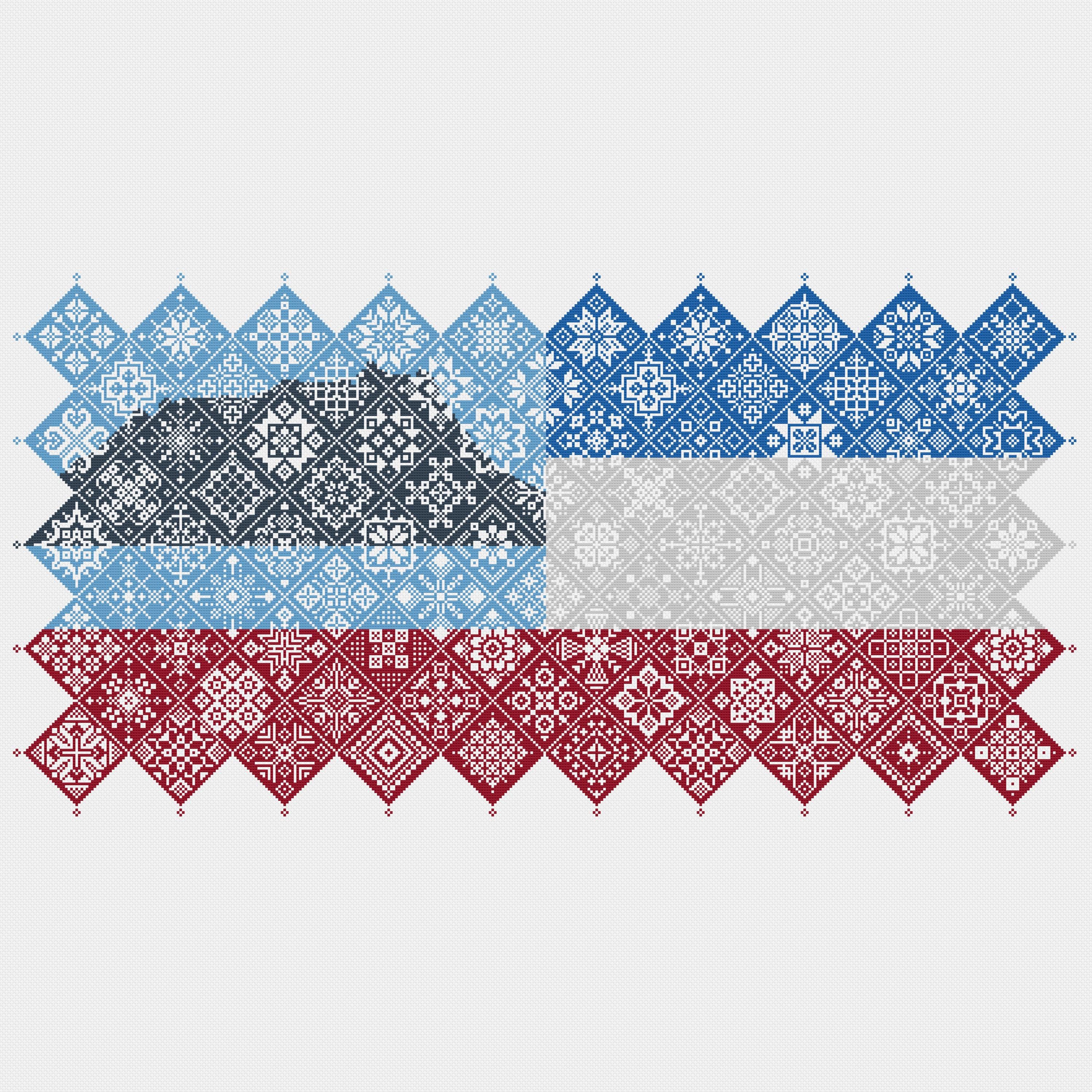 Sabah Malaysia Flag Cross Stitch Pattern: Quaker Sampler (PDF Chart ...