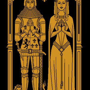 Medieval Knight and Lady Brass Rubbing Cross Stitch Chart (PDF Counted ...