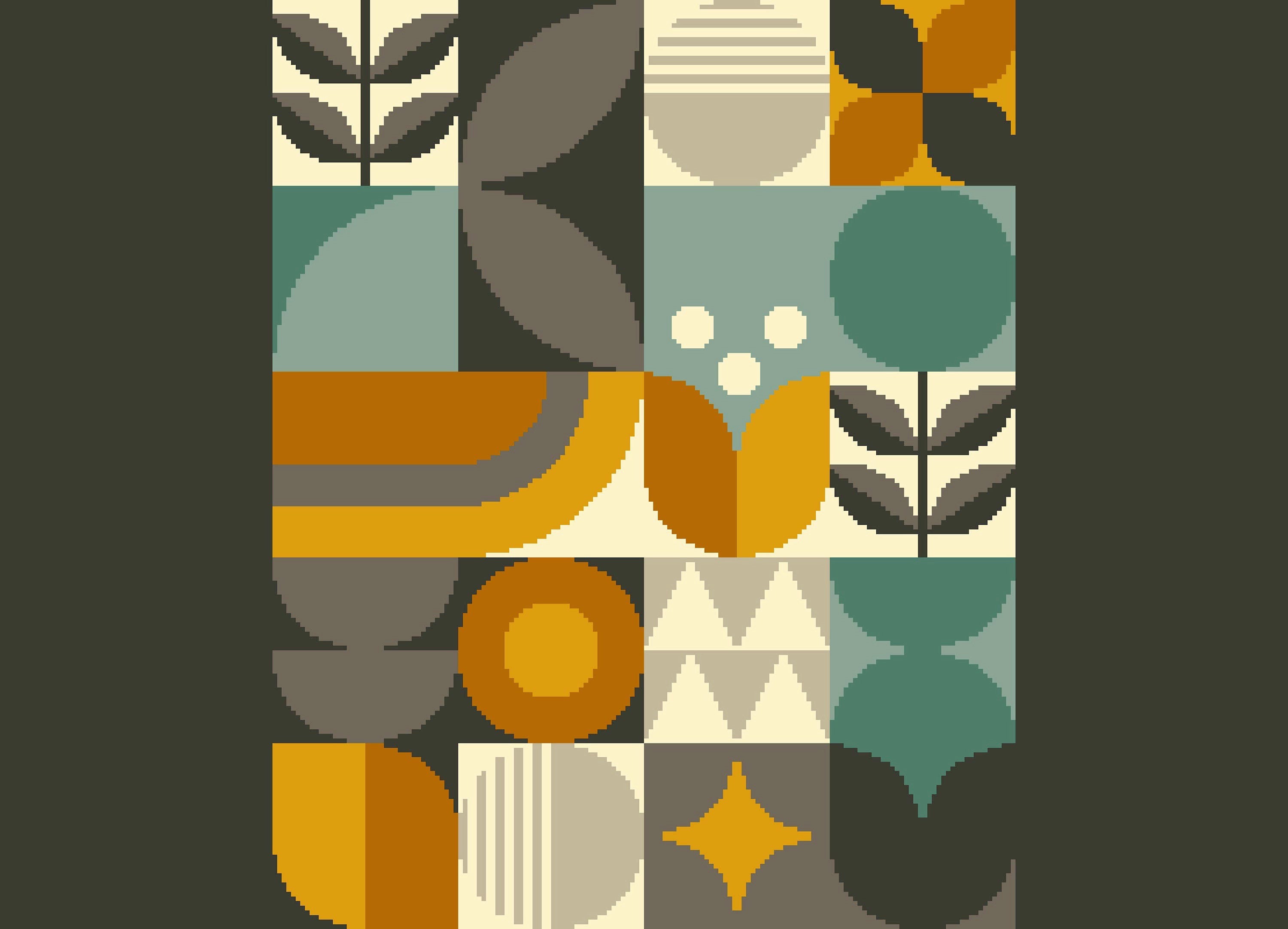 Retro Geometric Shapes Brown Scandinavian Contemporary cross | Etsy