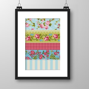 Cross Stitch Floral Patchwork - Victorian Rose Quilt Block - Modern ...