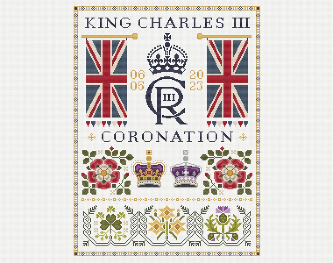 Cross Stitch Sampler to Commemorate HM King Charles III Coronation 6 ...