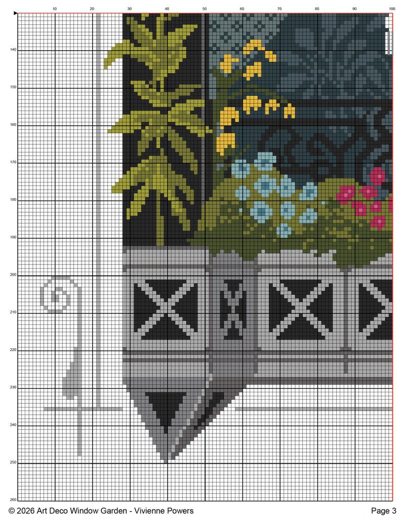 Art Deco Parisian Window Box Cross Stitch Pattern: Floral Balcony (PDF ...