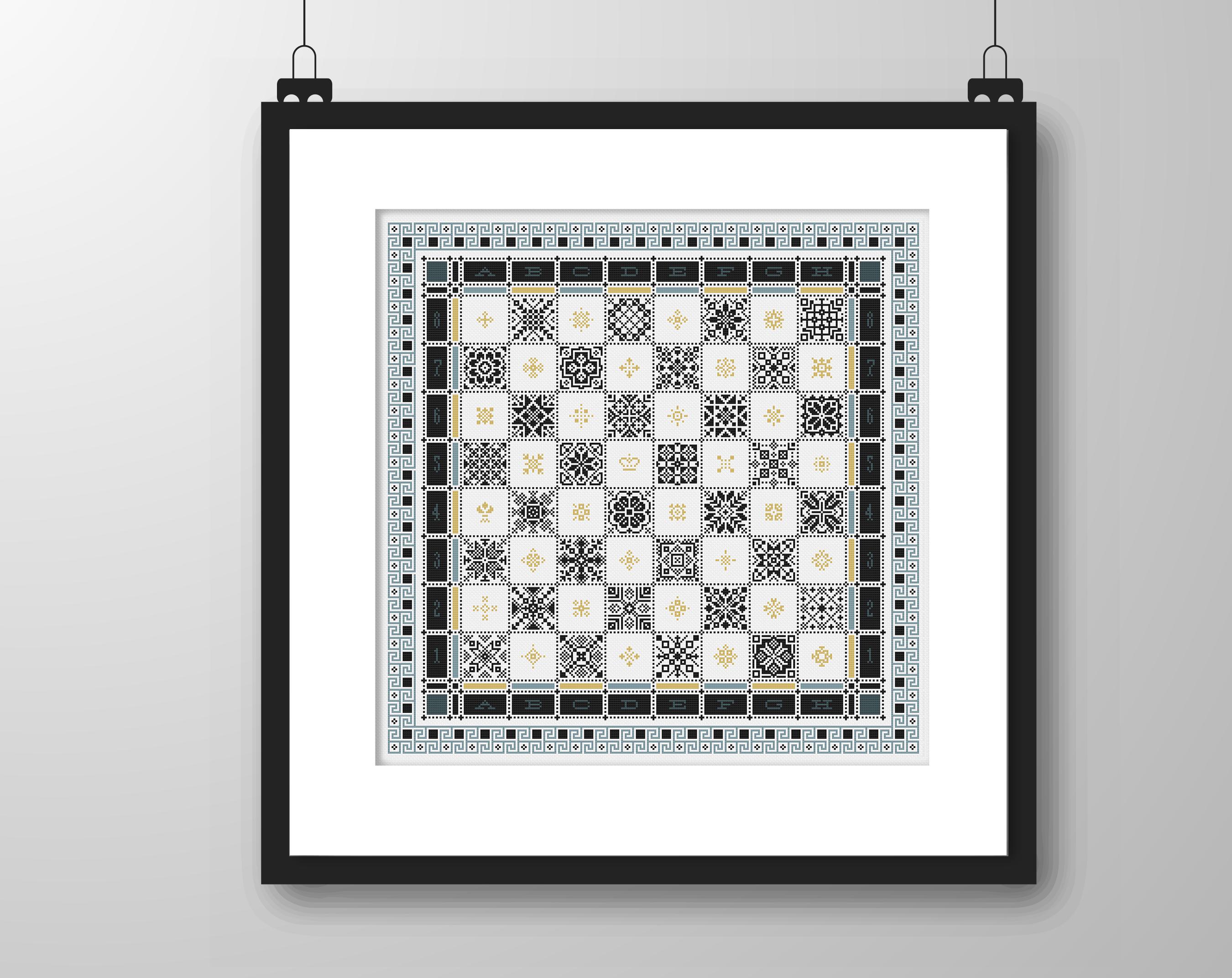 Queen's Gambit Chess Board Cross Stitch Chart: Quaker Sampler (PDF ...