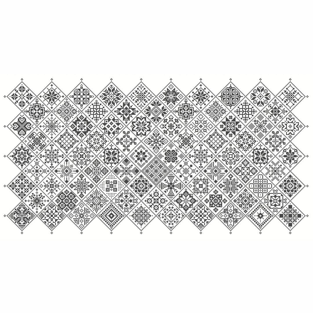 Quaker Sampler Cross Stitch Pattern: Monochrome Blackwork (PDF Counted ...