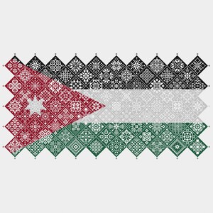 Jordan Flag Cross Stitch Pattern: Quaker Sampler Patriotic Design (PDF ...