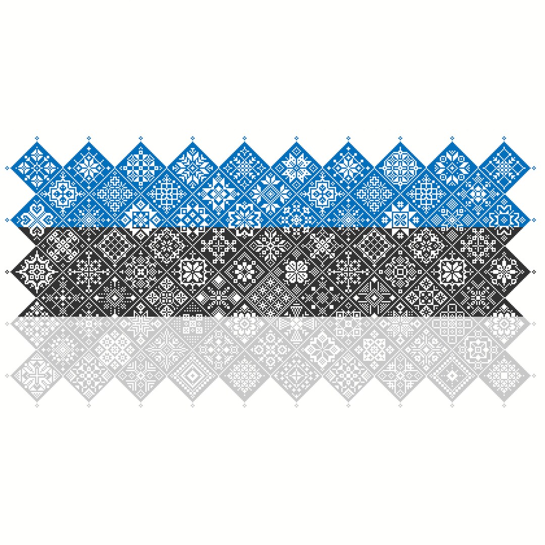 Estonia Flag Cross Stitch Pattern: Quaker Sampler (PDF Counted Chart ...