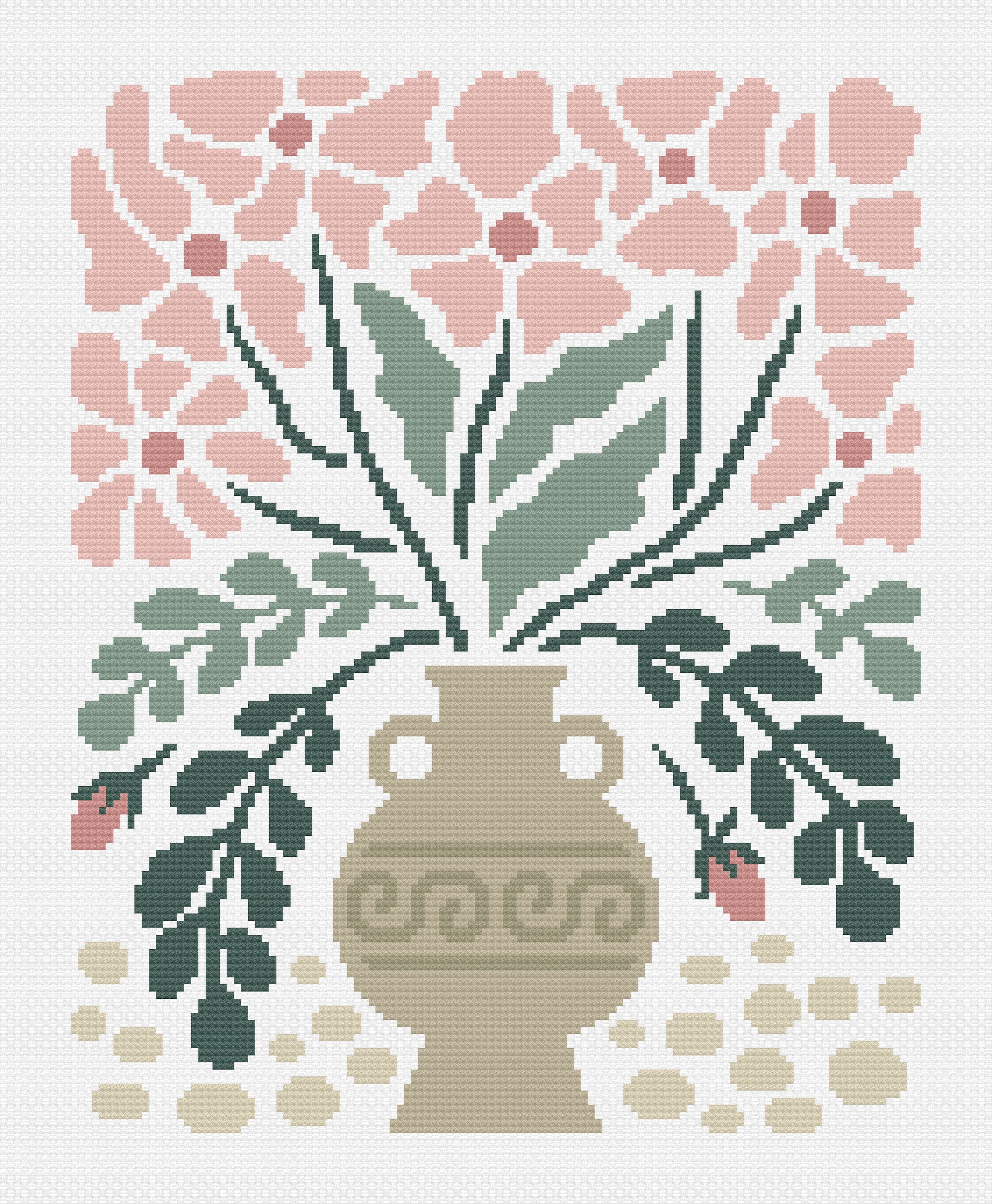 Matisse Inspired Pink Flower Vase Cross Stitch Pattern (PDF Counted ...