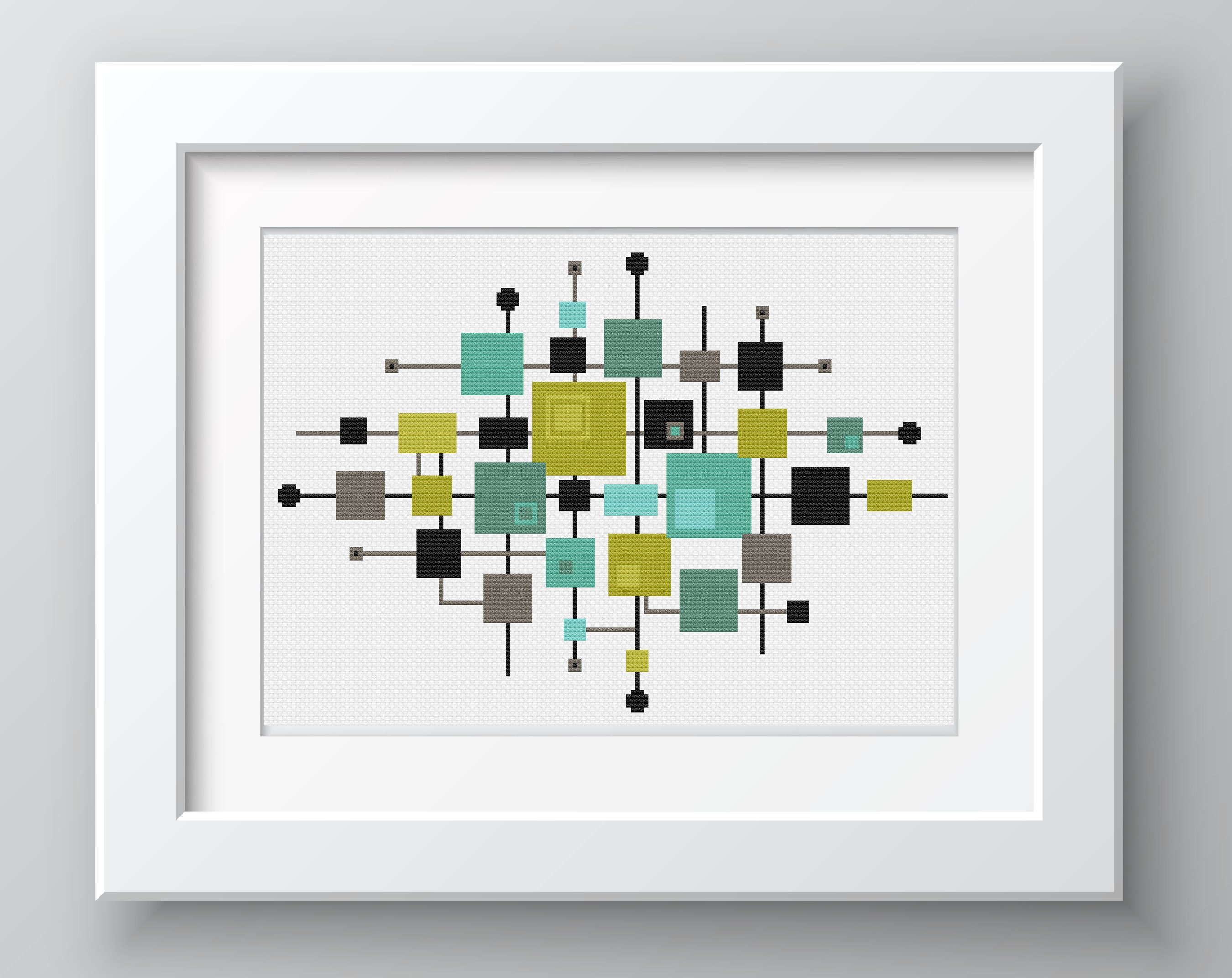 Cross Stitch Pattern Mid-century Modern Squares Retro - Etsy