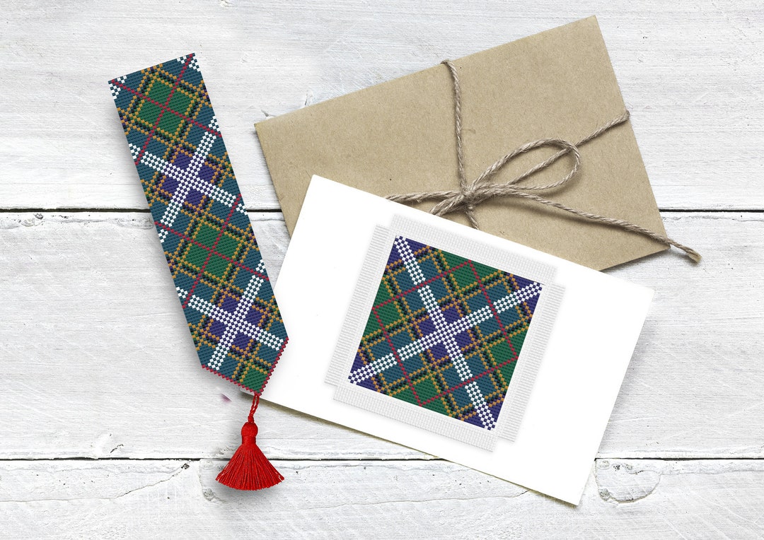 Tartan Pringle Mini Cross Stitch Pattern Plaid Bookmark and Greetings ...
