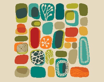 Cross Stitch Pattern Mid-century Modern Squares Retro | Etsy