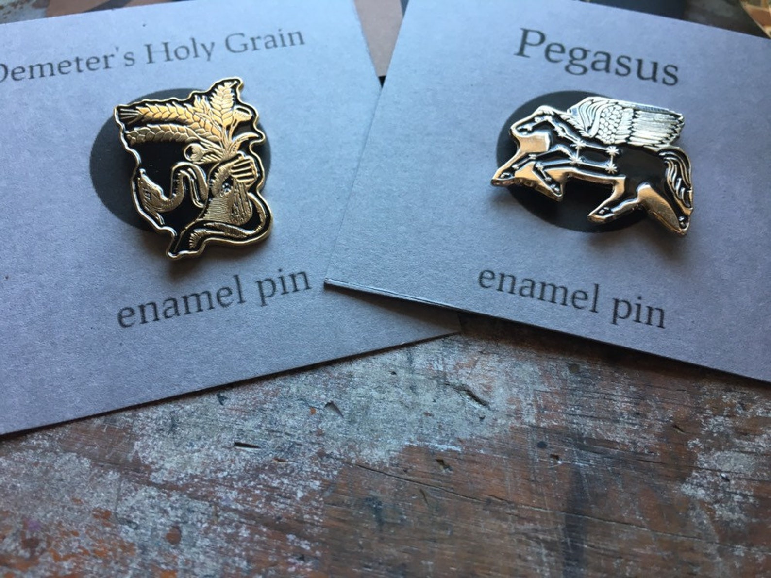 Pegasus Enamel Pin Badge Original Illustration Linocut - Etsy