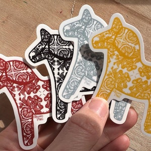 Rosemaling Dala Horse Sticker Set of 4 Die Cut Stickers | Etsy