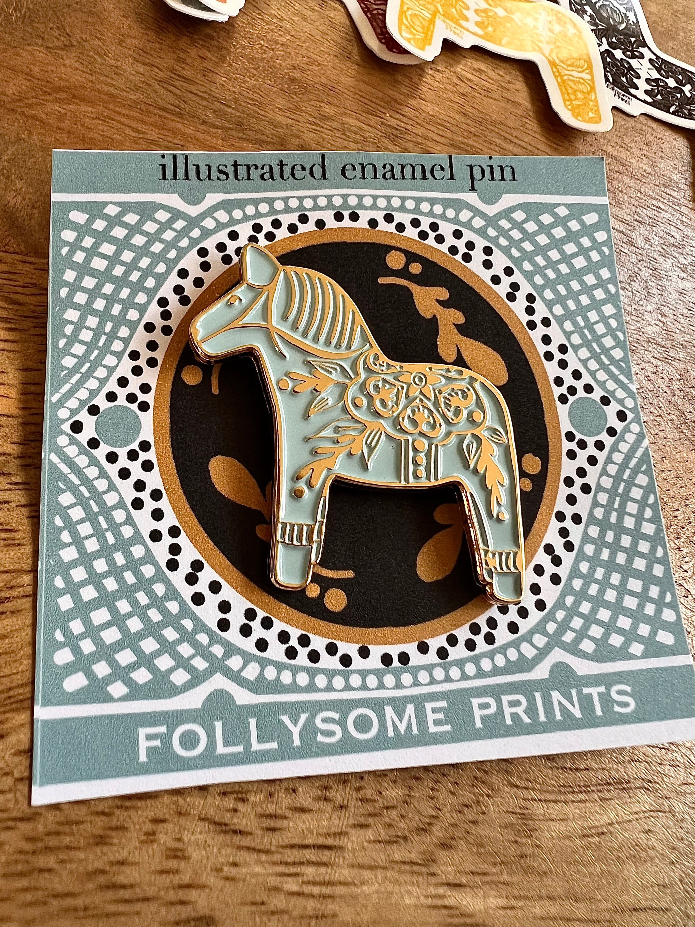 Dala Horse - Enamel Pin Badge - Original Illustration Art - RTS - Etsy