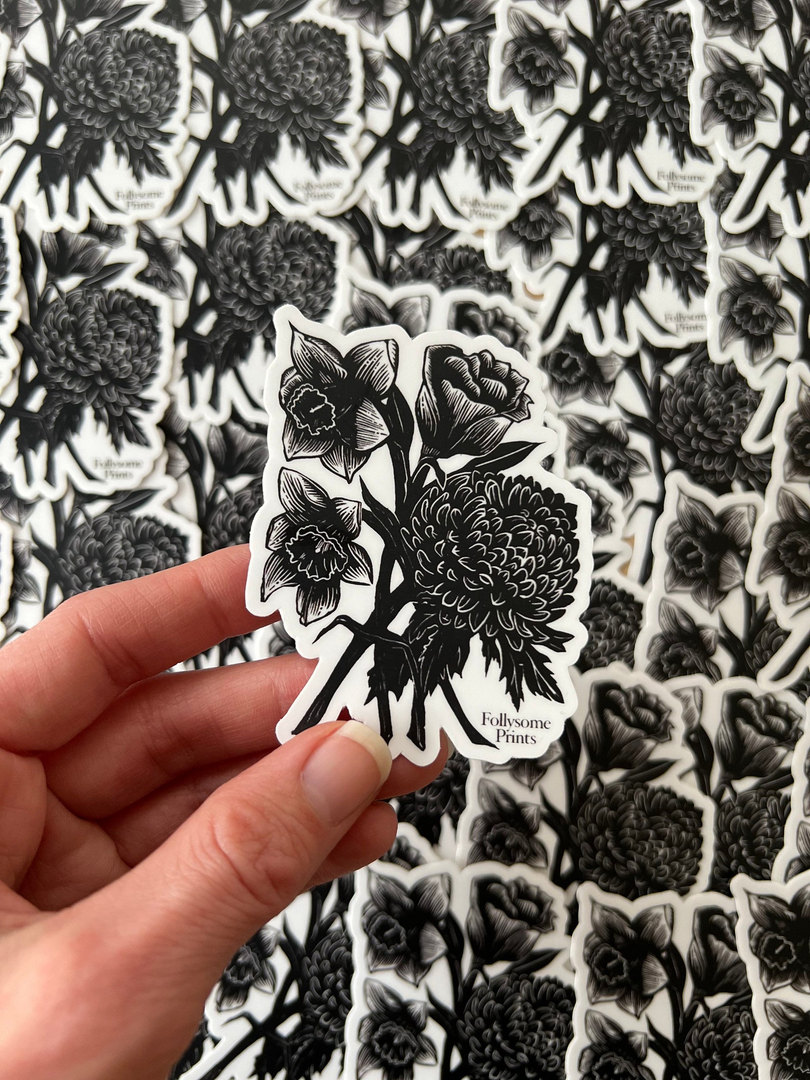 Botanical Linocut Sticker Die Cut Stickers Original - Etsy