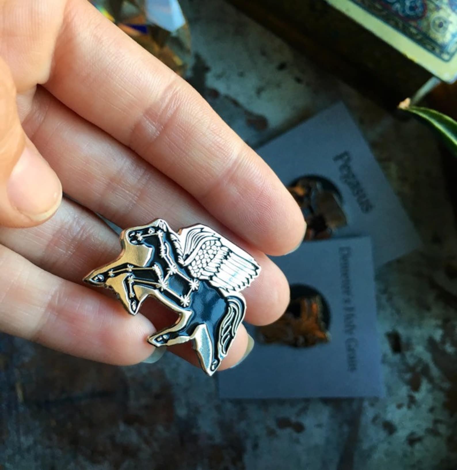 Pegasus Enamel Pin Badge Original Illustration Linocut - Etsy