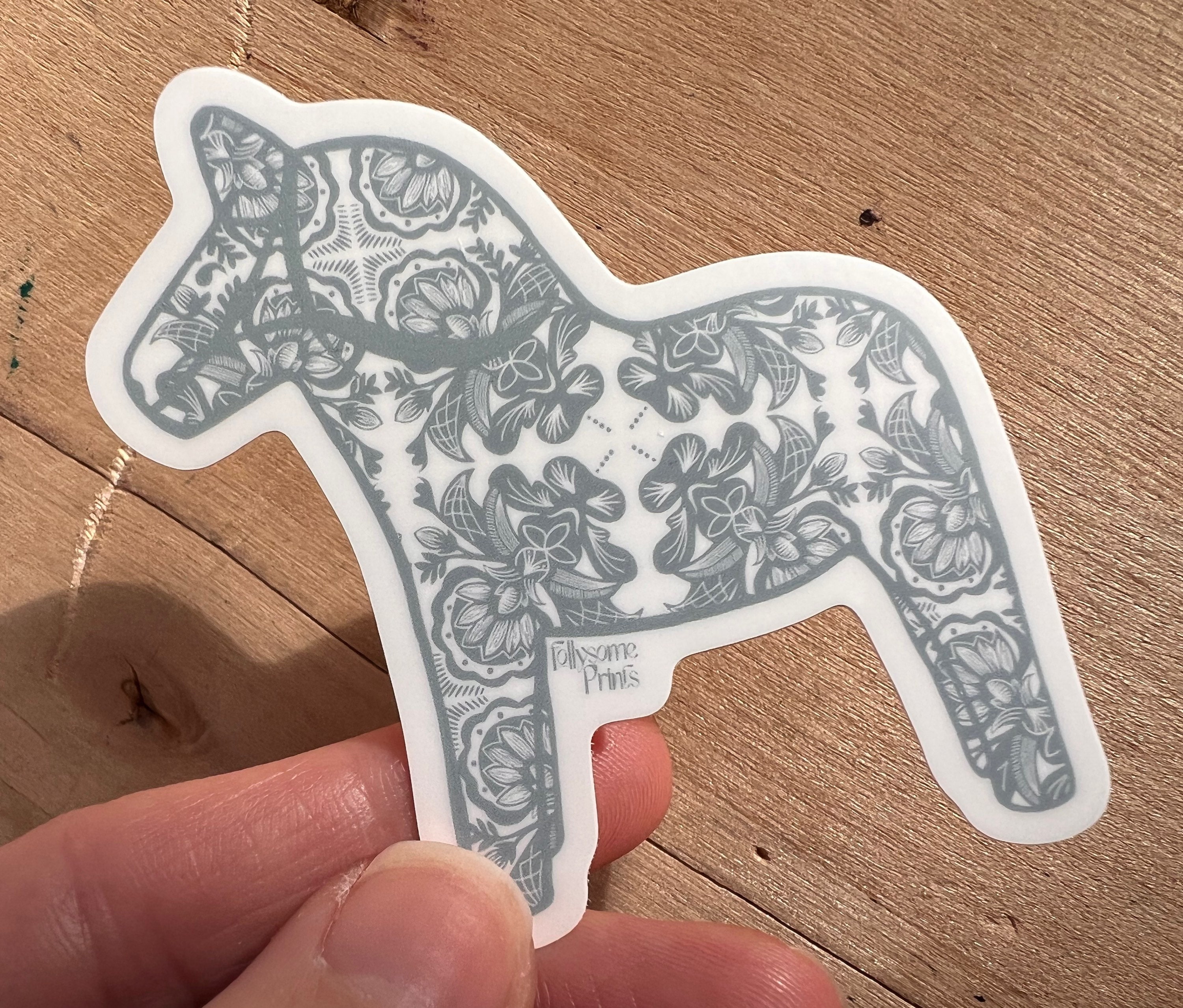 Rosemaling Dala Horse Sticker Set of 4 - Die Cut Stickers - Linocut Art ...