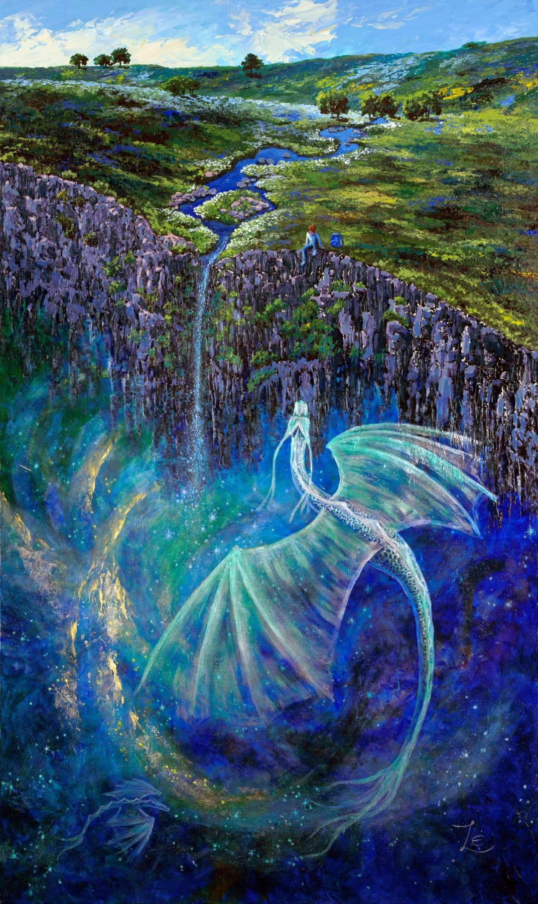 Find Your Dragon - Chromaluxe Metal Art Print From Original Painting by Leta Eydelberg, 15"x25 ...