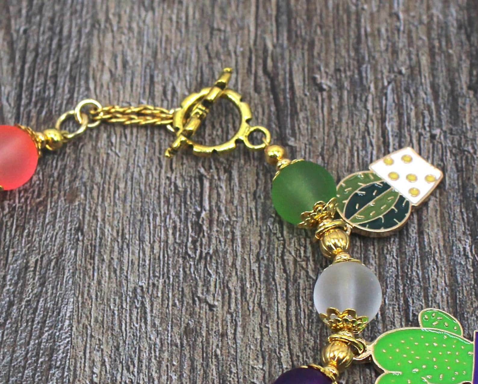 Cactus Charm Bracelet Cactus Bracelet Plant Charm Bracelet - Etsy