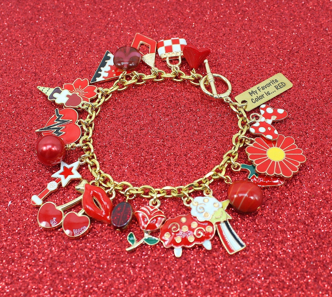 My Favorite Color Charm Bracelet, Favorite Color Bracelet, Red Charm ...