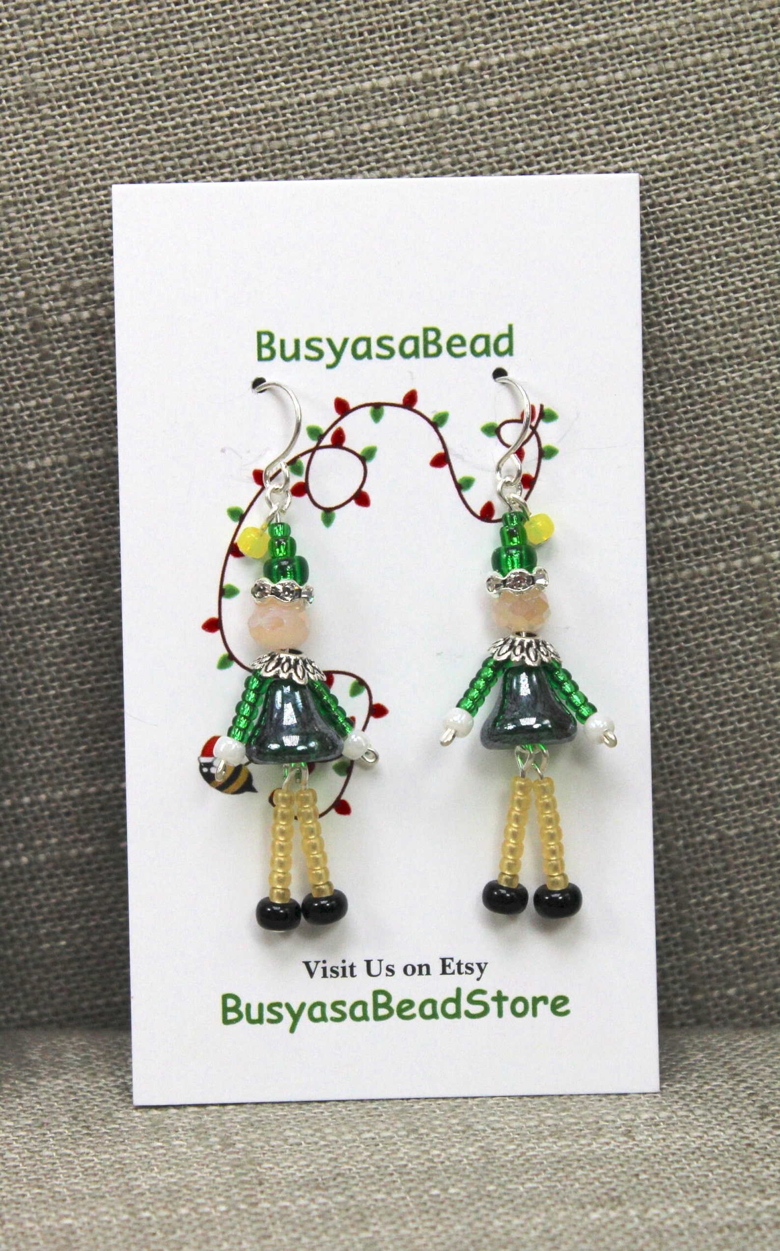 Elf Dangle Earrings Christmas Elf Earrings Santa Dangle - Etsy