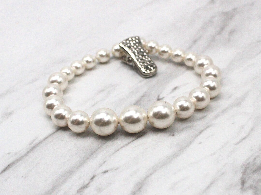 Pearl LDS Temple Bracelet, Name Card Bracelet, Crystal LDS Temple ...