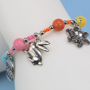 Easter Charm Bracelet, Spring Charm Bracelet, Easter Bunny Bracelet ...