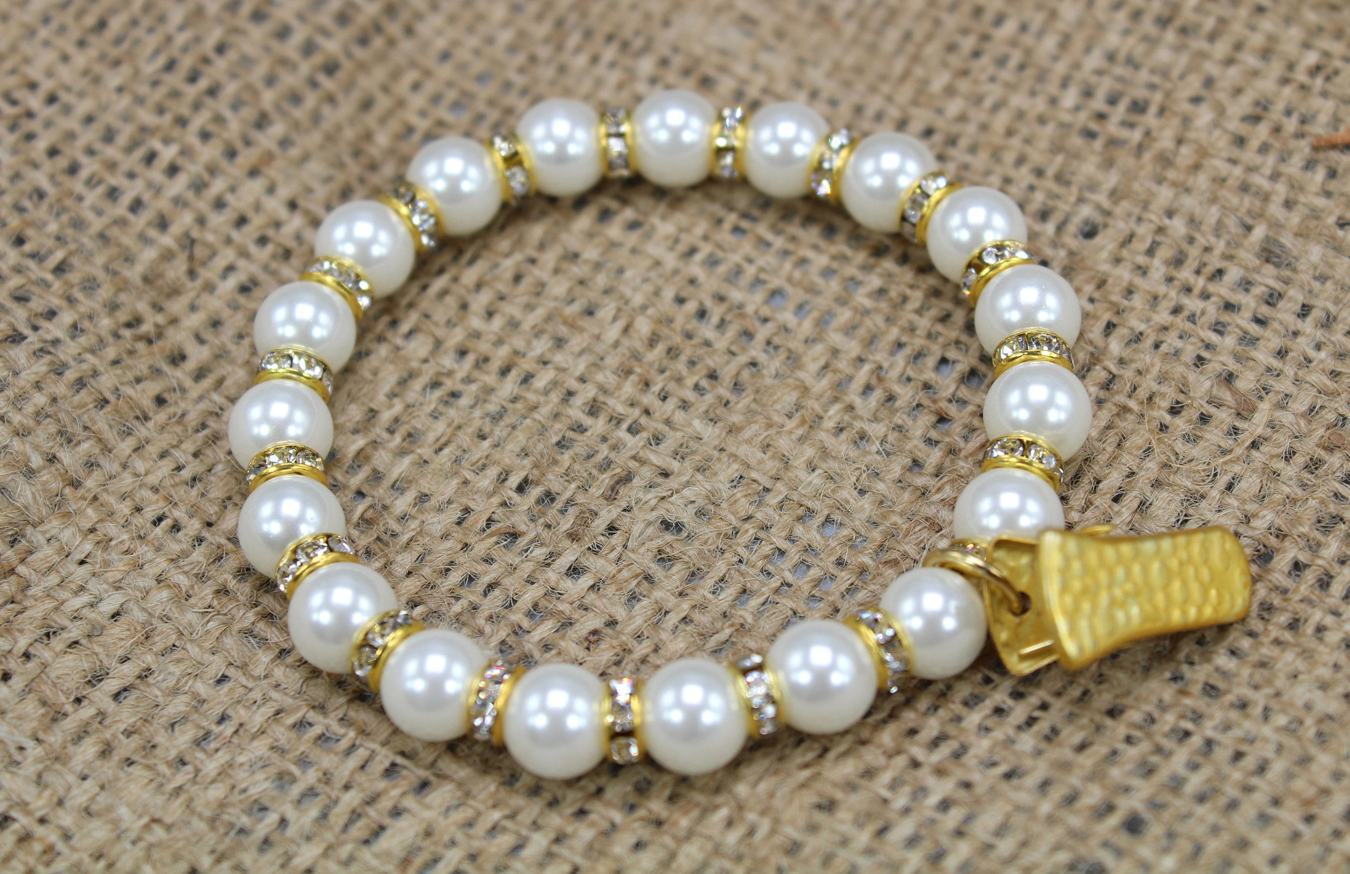 Beaded Gold LDS Temple Bracelet, Beaded Name Card Bracelet, White LDS ...